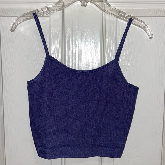 Tops | Navy Blue Fitted Cropped Top | Poshmark